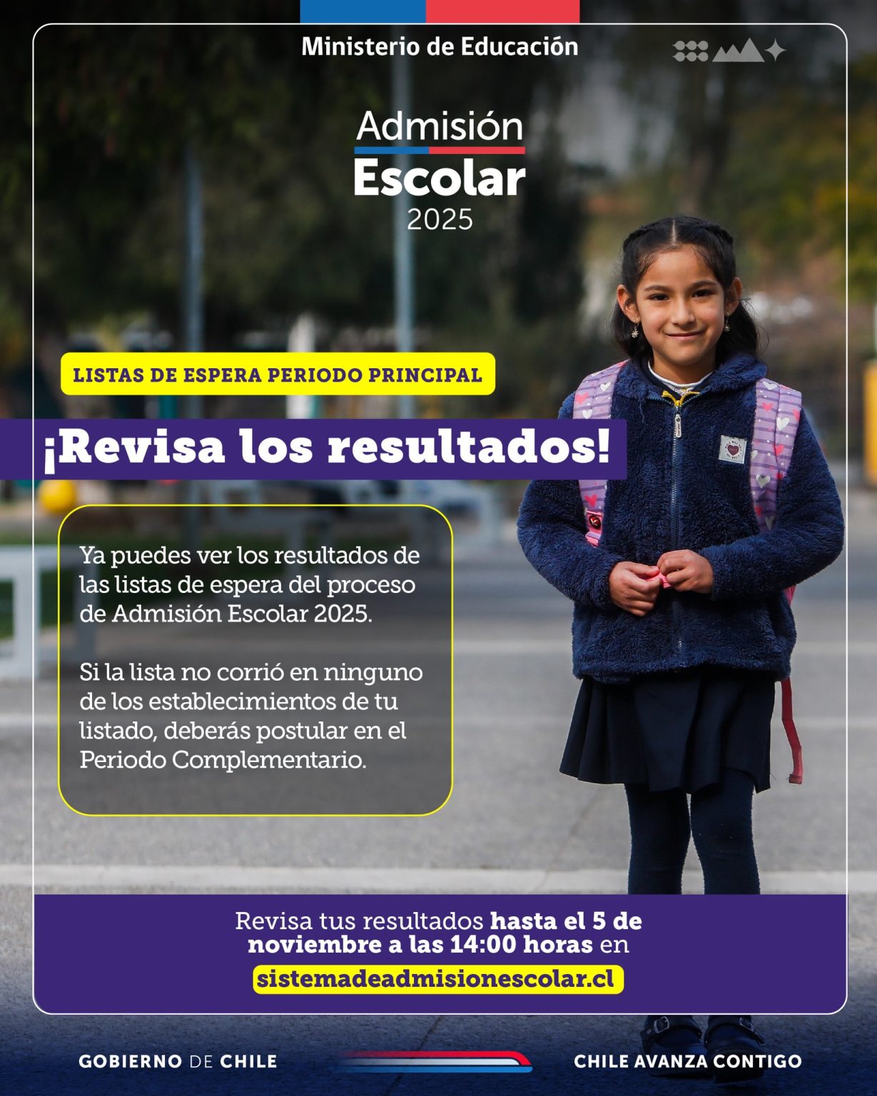 Admisión escolar SAE 2025: revisa los resultados de las listas de espera